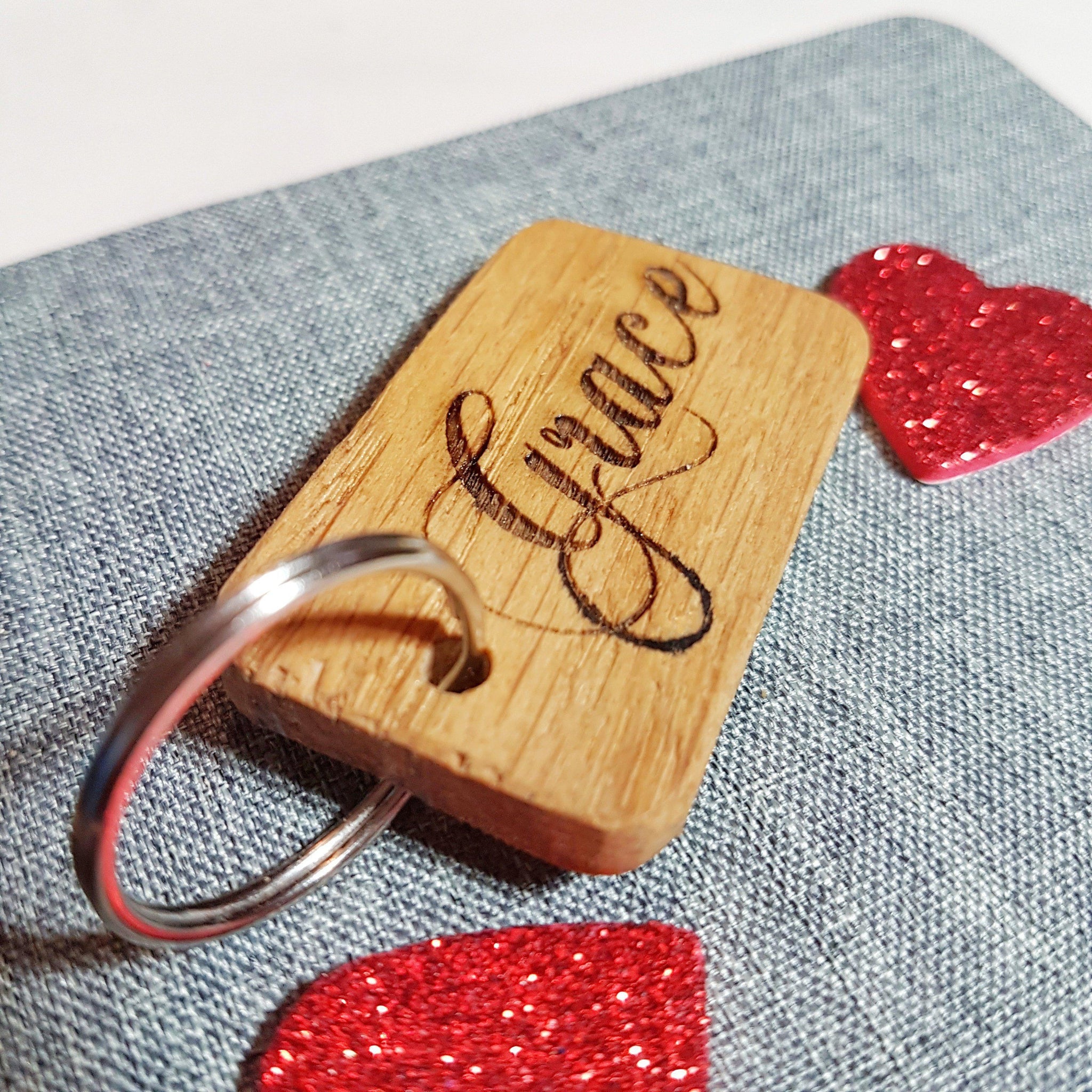 Oak wood keyrings I Personalised Keyring I Make Memento