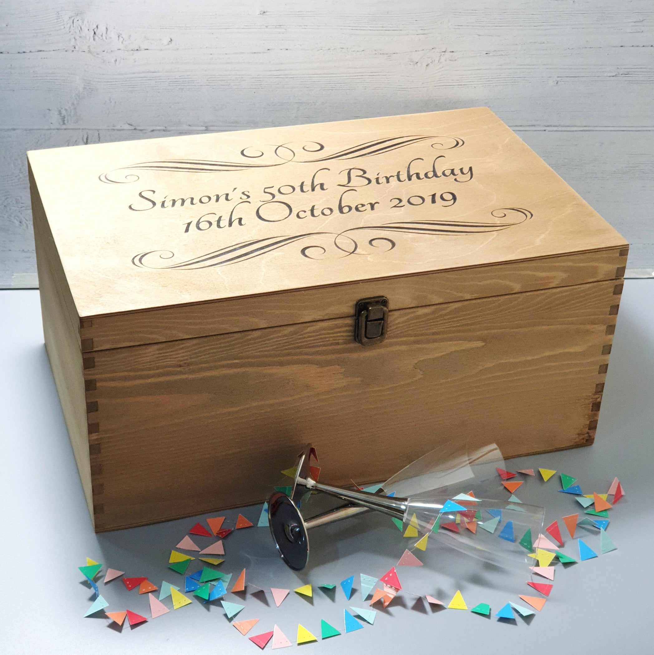 Personalised 50th Birthday Keepsake Box I Engraved Gift for Him Her ...