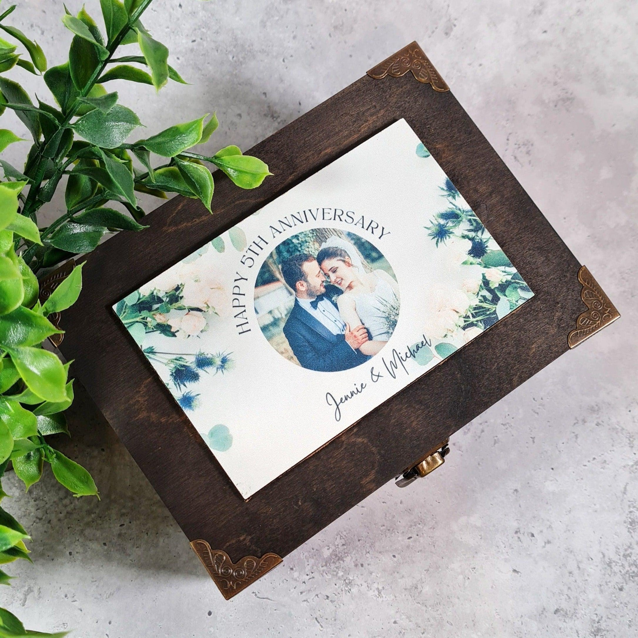 Personalised Anniversary Memory Box I Wedding Couples Photo Box I Wood ...