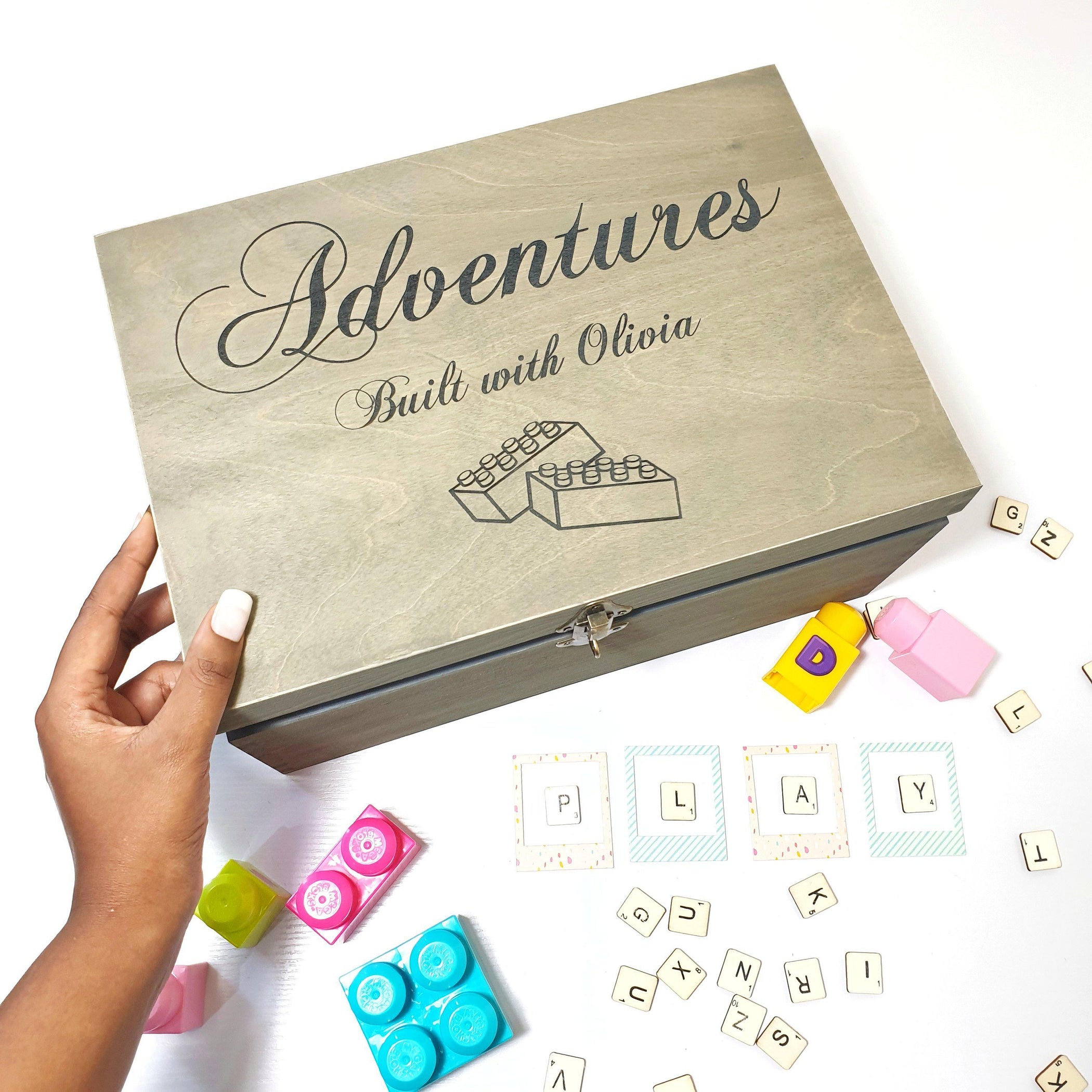 Personalised Childrens Keepsake Toy Box I 1st Birthday Gift Play Box ...