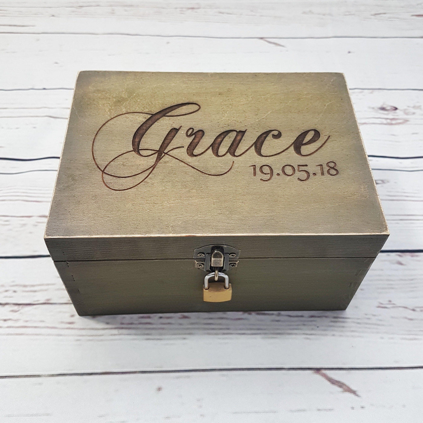 Personalised Distressed Wooden Box I Make Memento