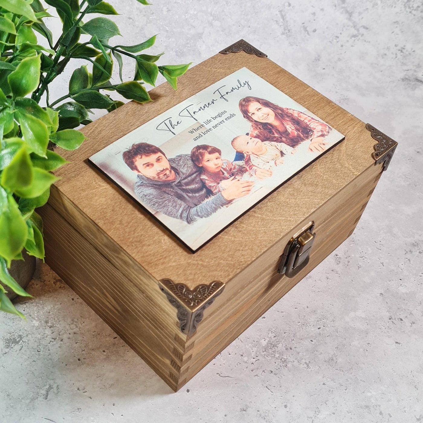 Personalised Family Photo Memory Box I Large Wooden Keepsake Box With ...