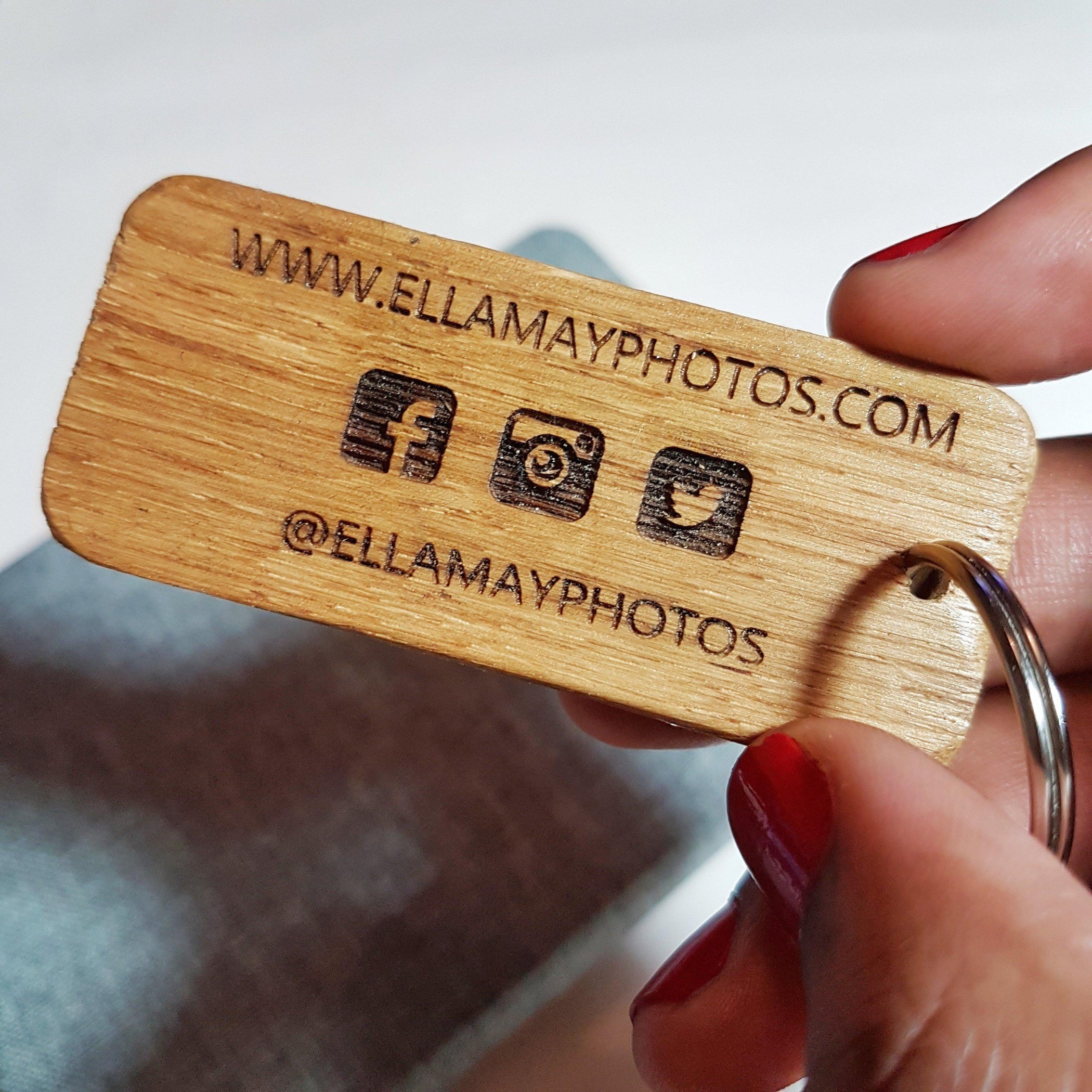 Personalised Logo Social Media Engraved Keyring I Make Memento