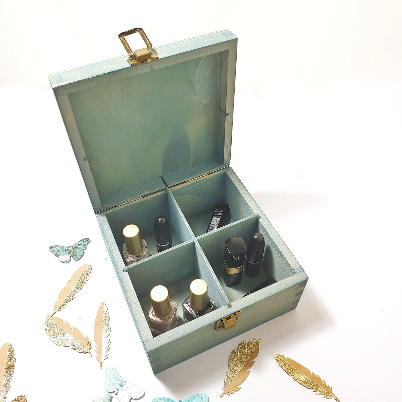 Personalised Make-Up Compartment Box I Engraved Wood I Make Memento