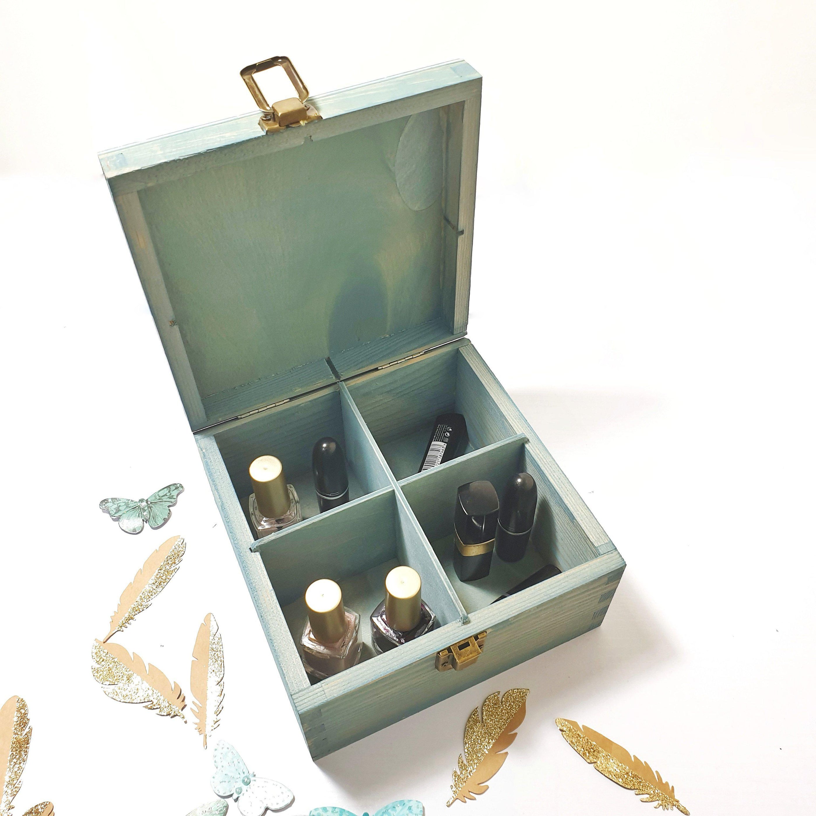 Personalised Make-Up Compartment Box I Engraved Wood I Make Memento
