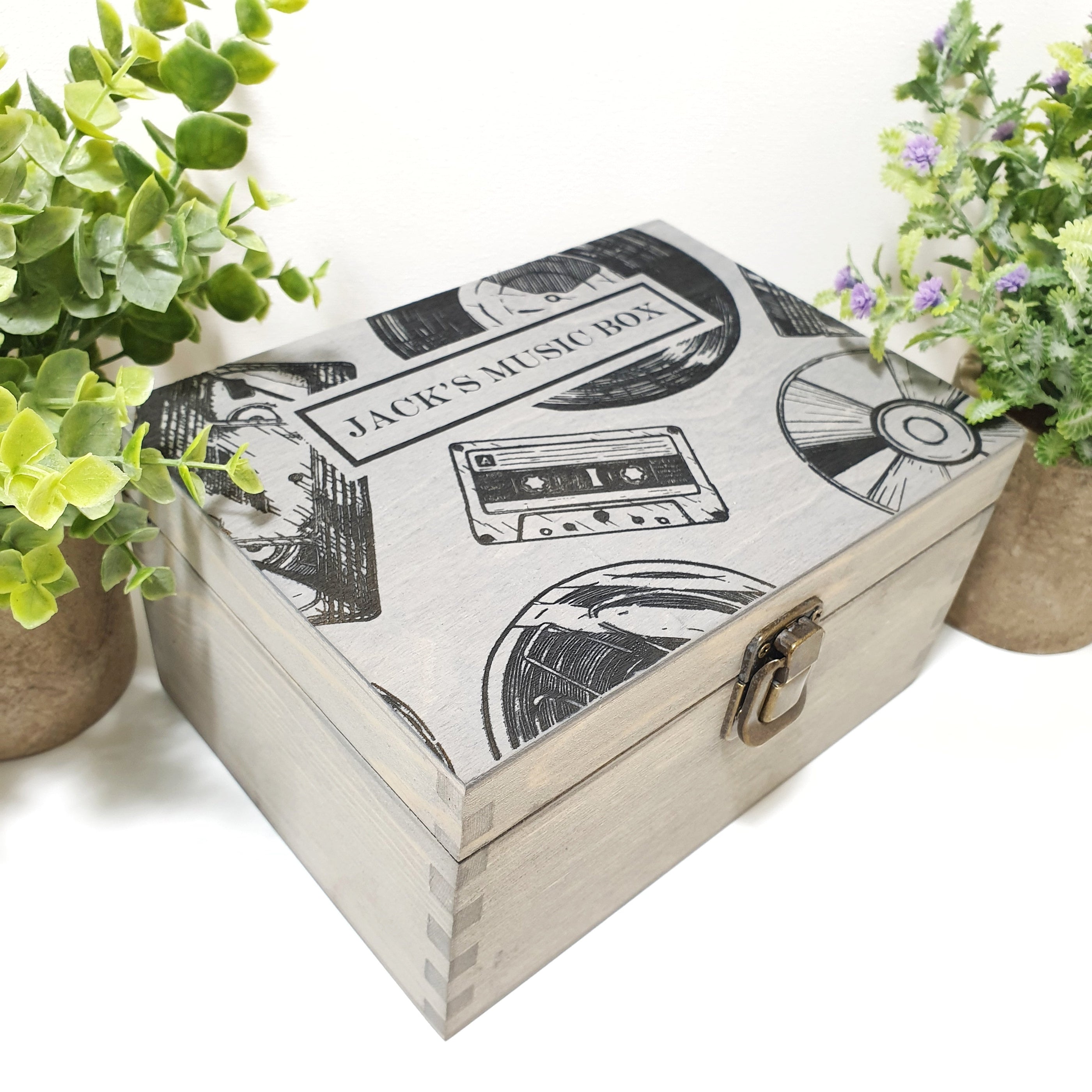 Personalised Music Keepsake Box I Wood Memory Box I Retro Musician Gift ...