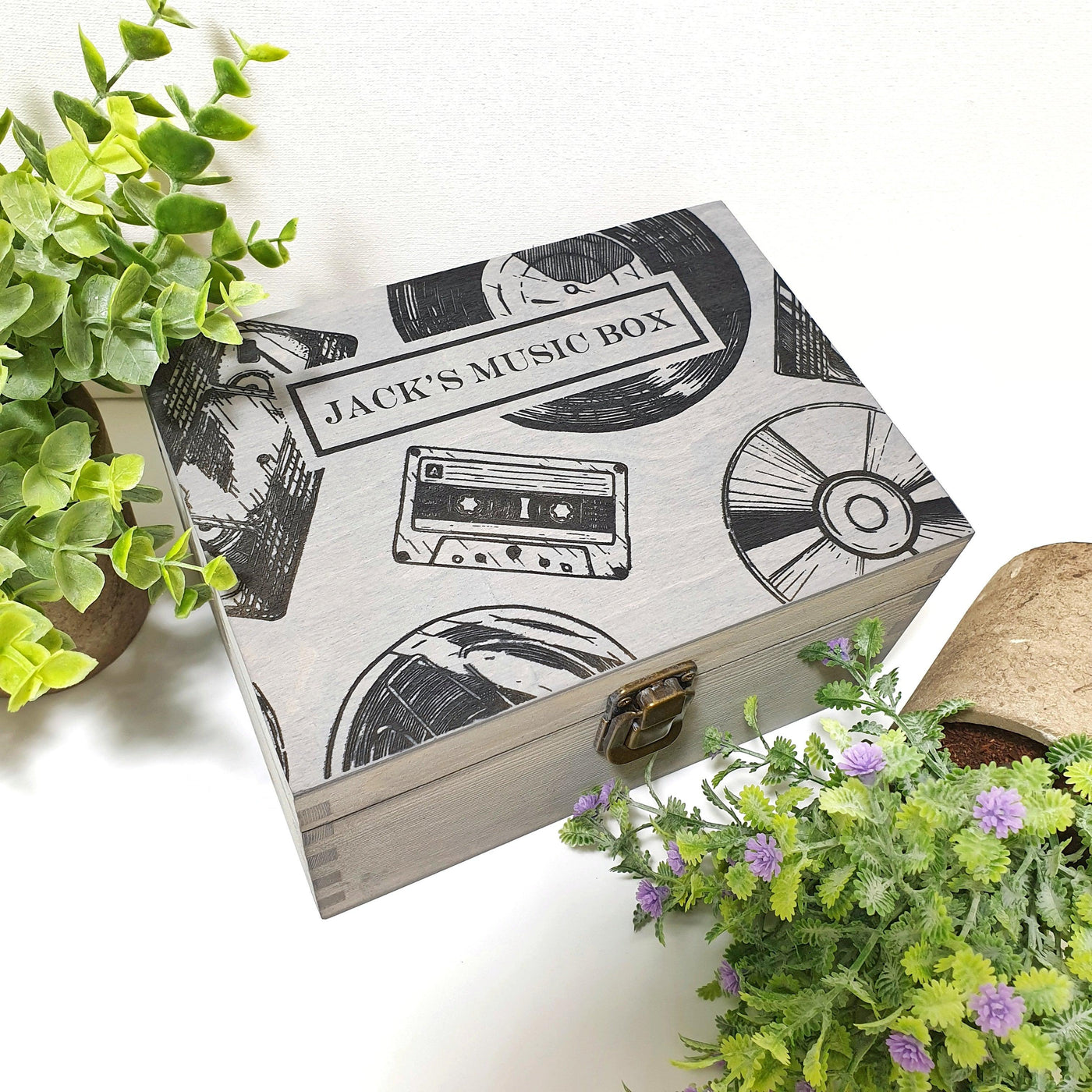 Personalised Music Keepsake Box I Wood Memory Box I Retro Musician Gift ...