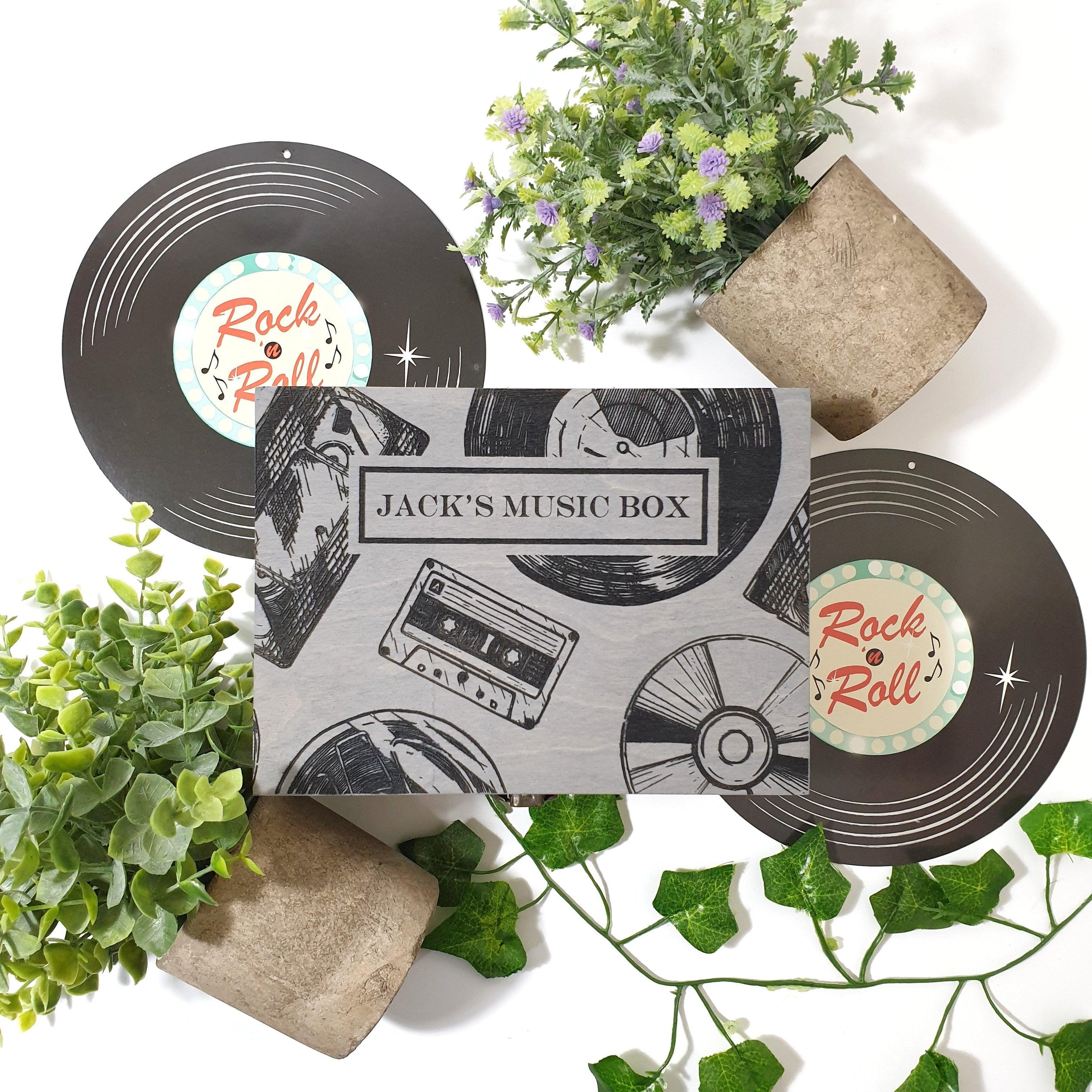 Personalised Music Keepsake Box I Wood Memory Box I Retro Musician Gift ...