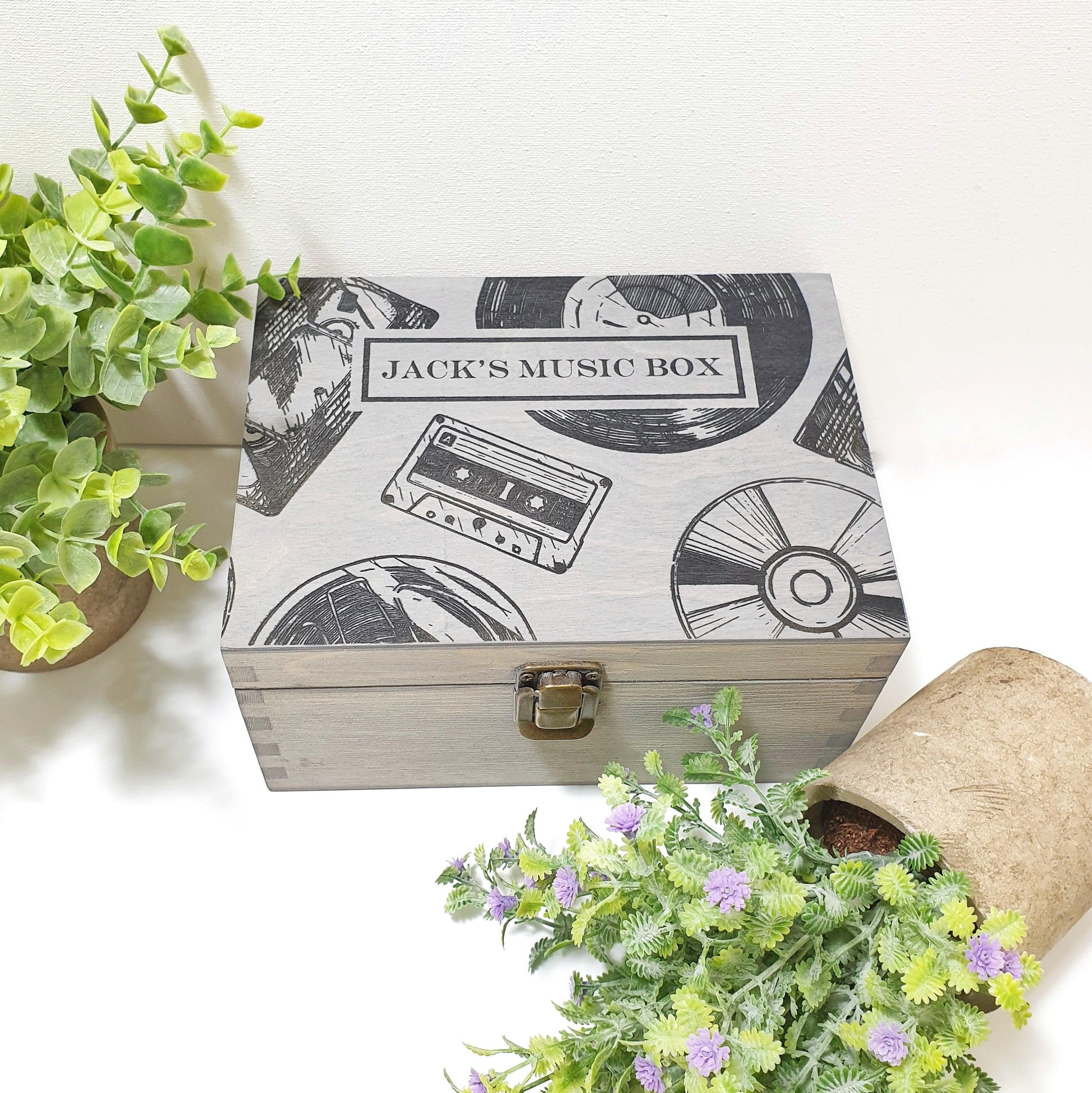 Personalised Music Keepsake Box I Wood Memory Box I Retro Musician Gift ...