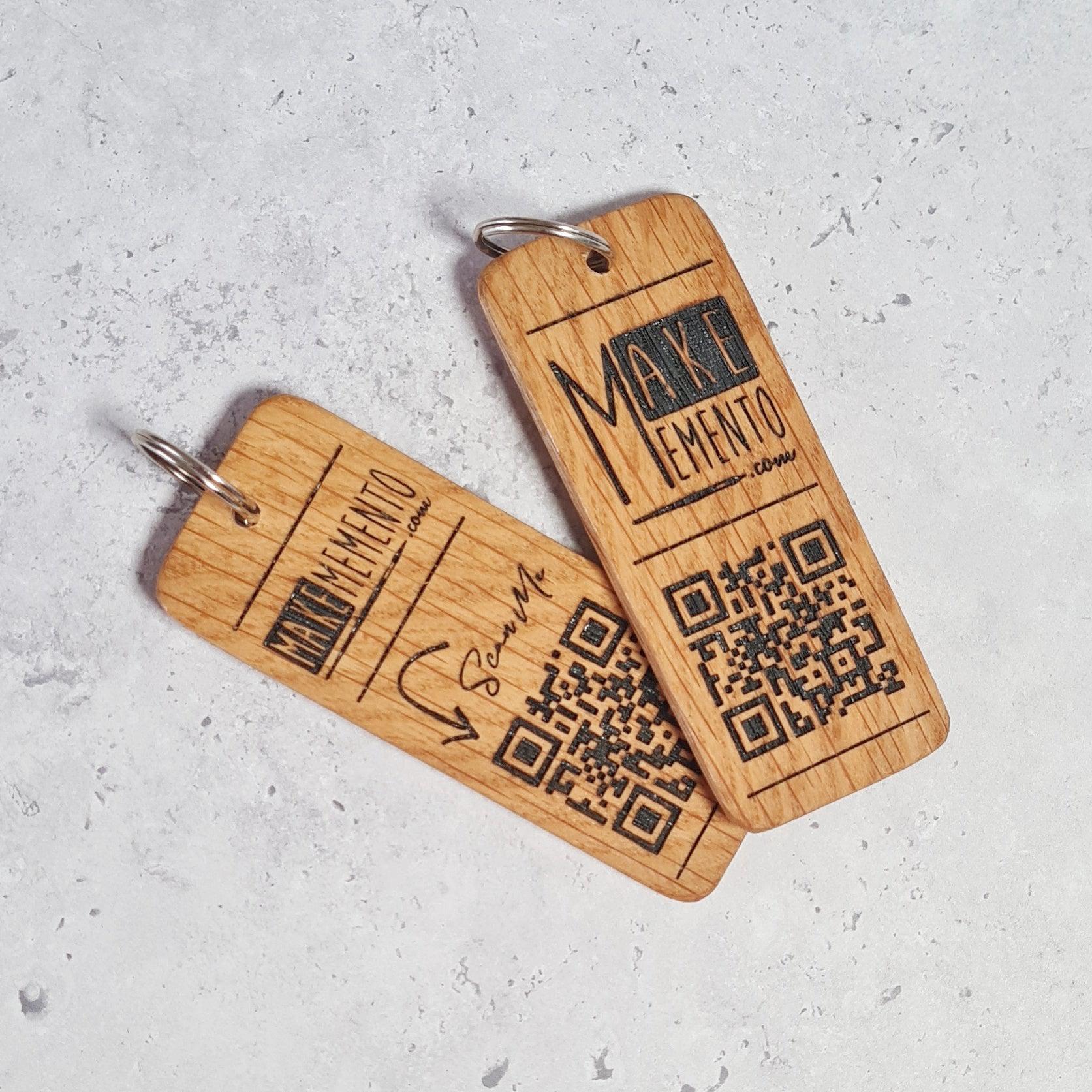 Personalised QR Code Keyring I Custom Wooden Scanable Website Keyring ...