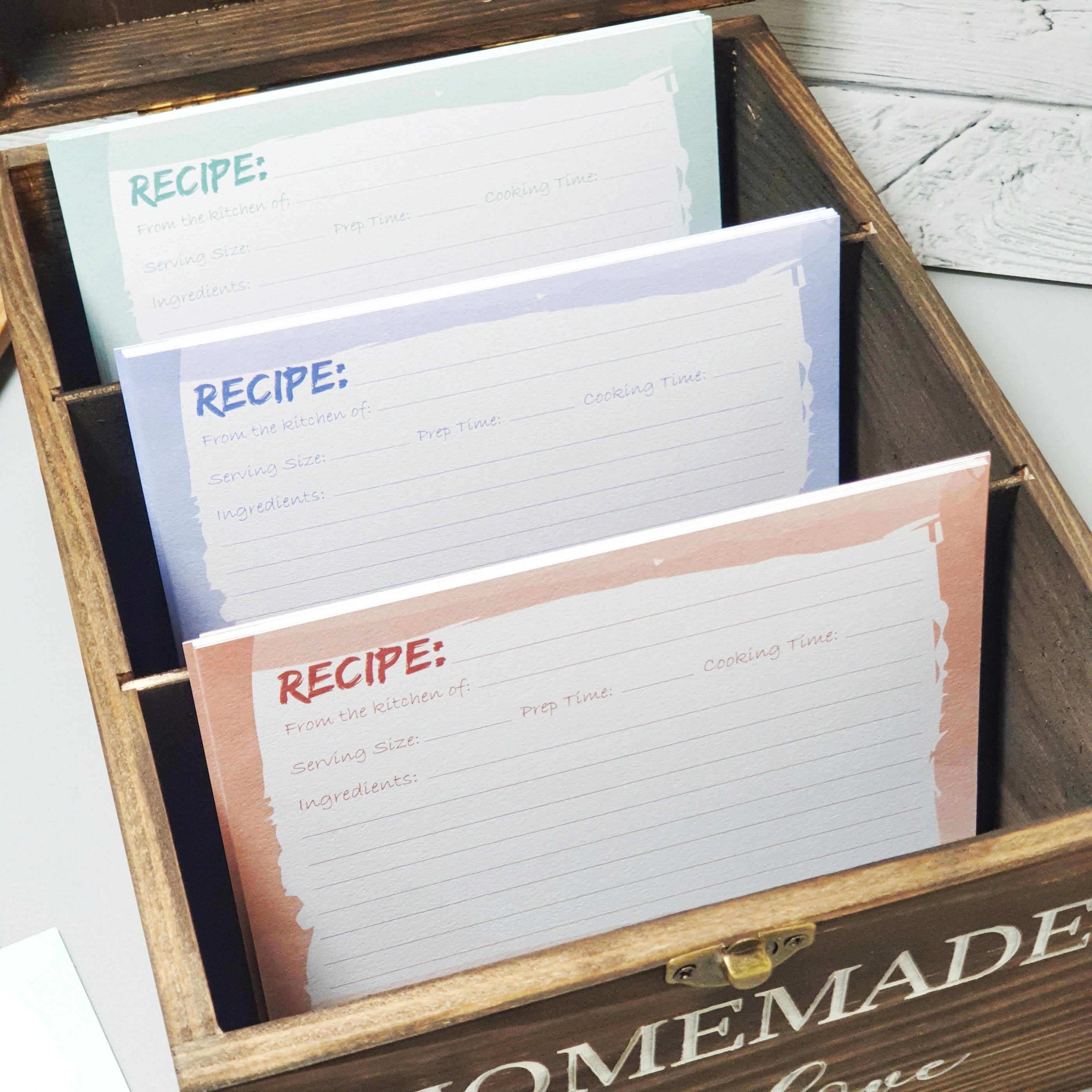 Personalised Recipe Card Box I Wooden Recipe Organiser I Make Memento