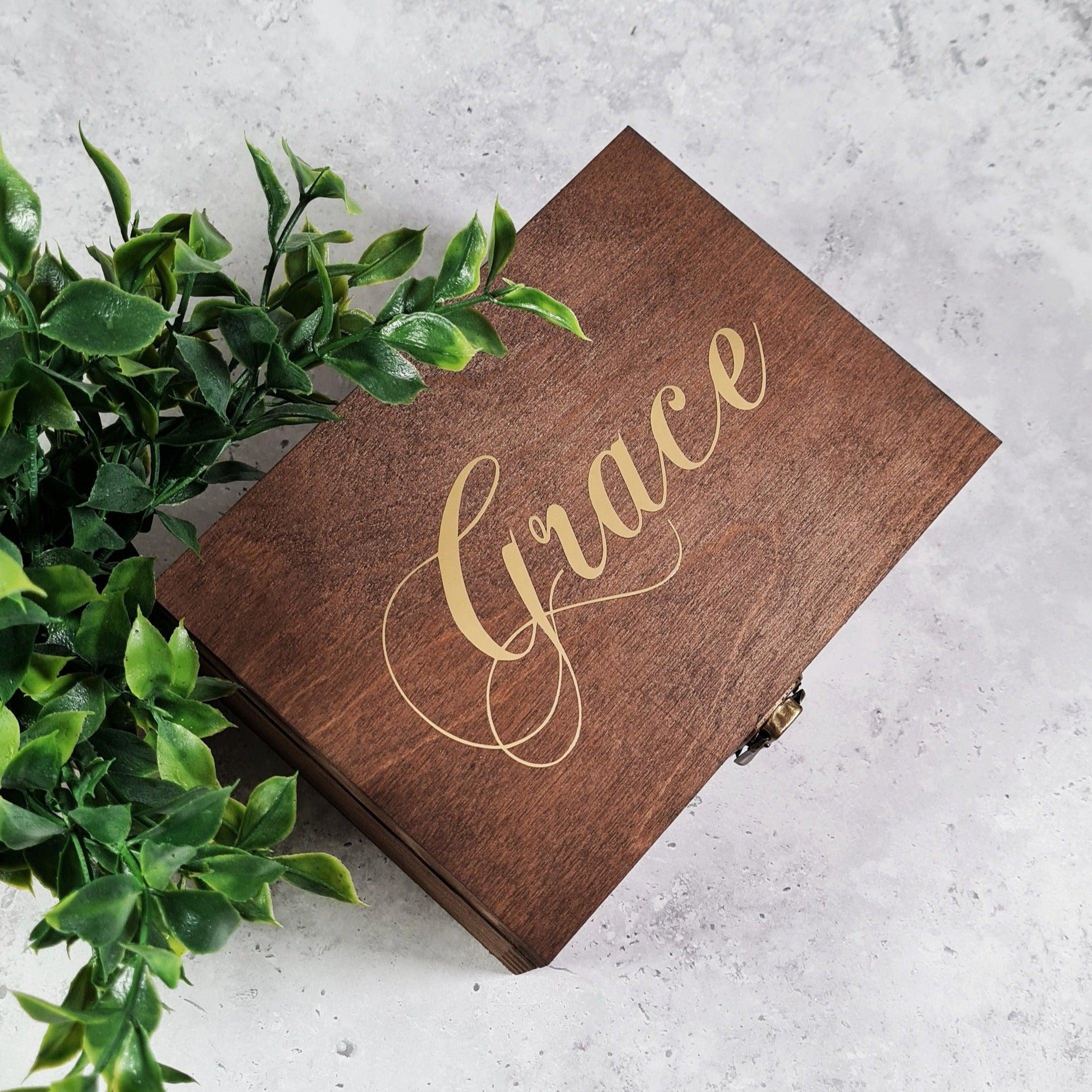 Personalised Wooden Memory Box I Keepsake Box With Lock I Custom Jewel ...