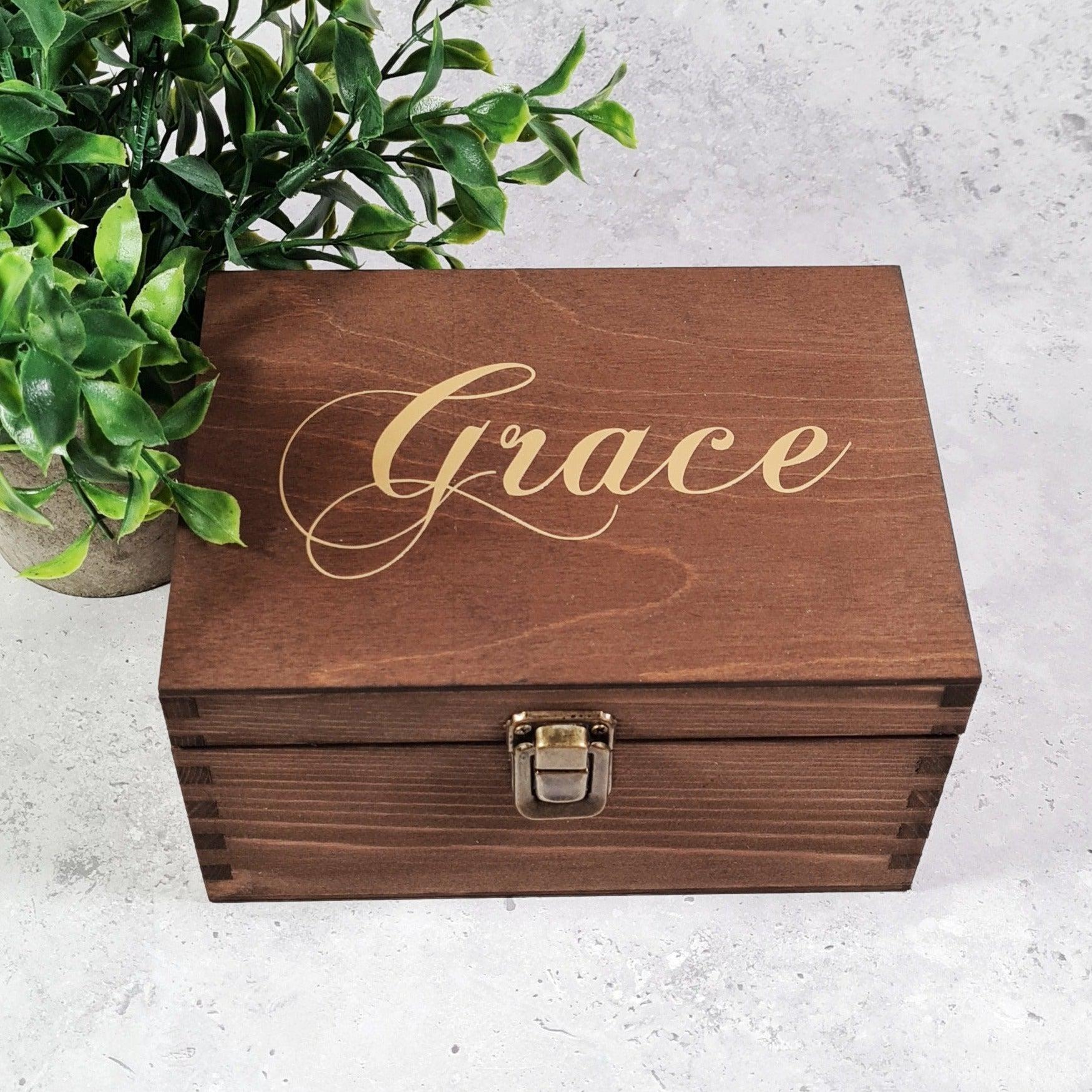 Personalised Wooden Memory Box I Keepsake Box With Lock I Custom Jewel ...