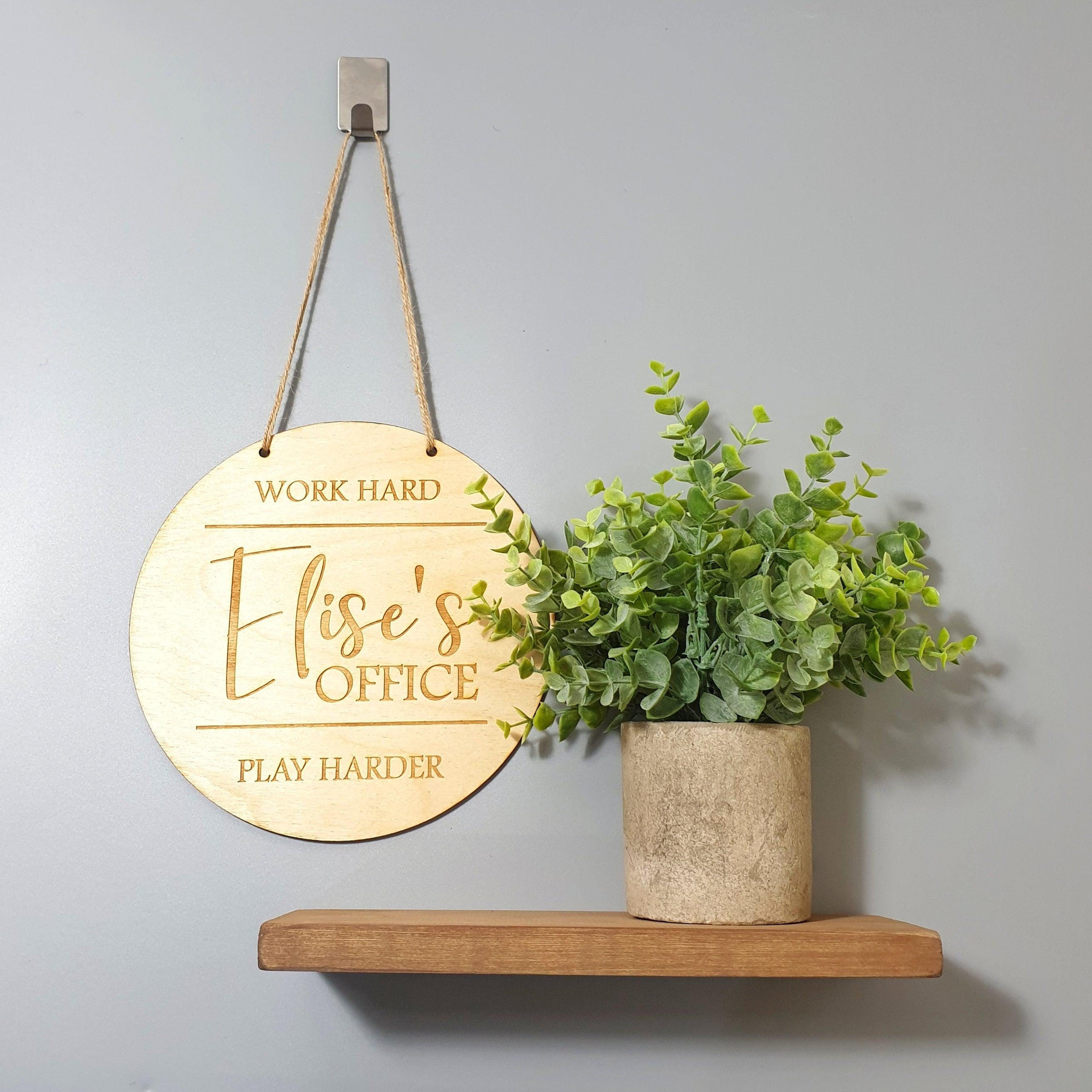Personalised Wood Office Sign I Home Office Decor I Hanging Door Sign ...