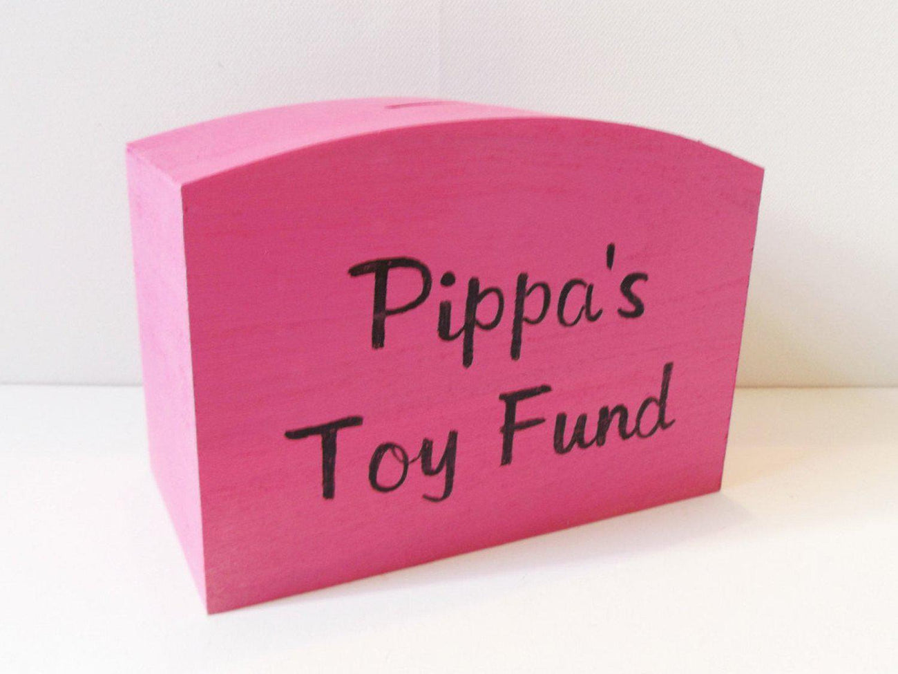 Personalised pink wooden money box I Make Memento