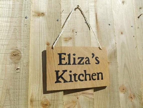 Personalised wooden kitchen sign I Make Memento