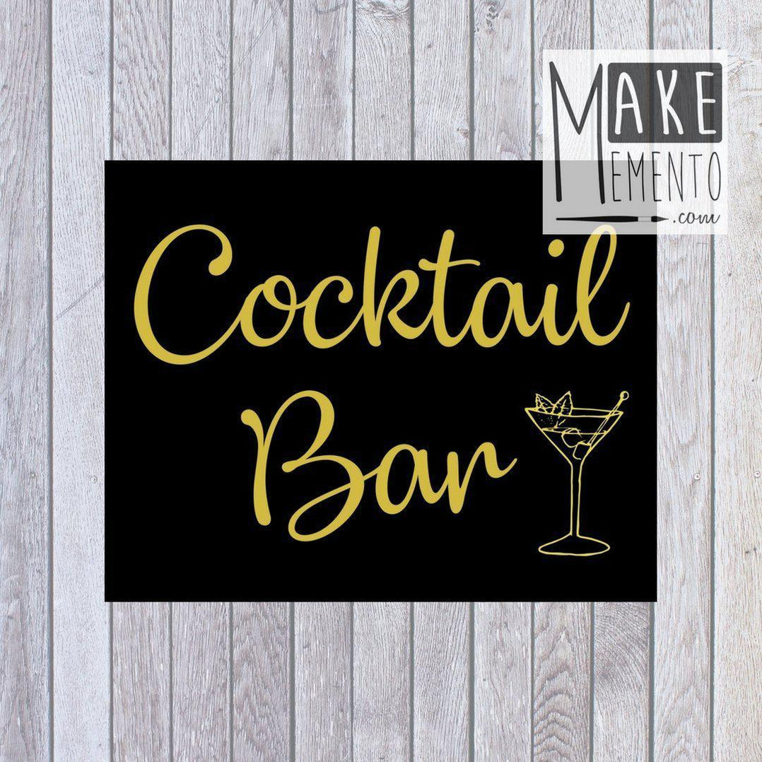 Printable Cocktail Bar Sign Black & Gold I Make Memento