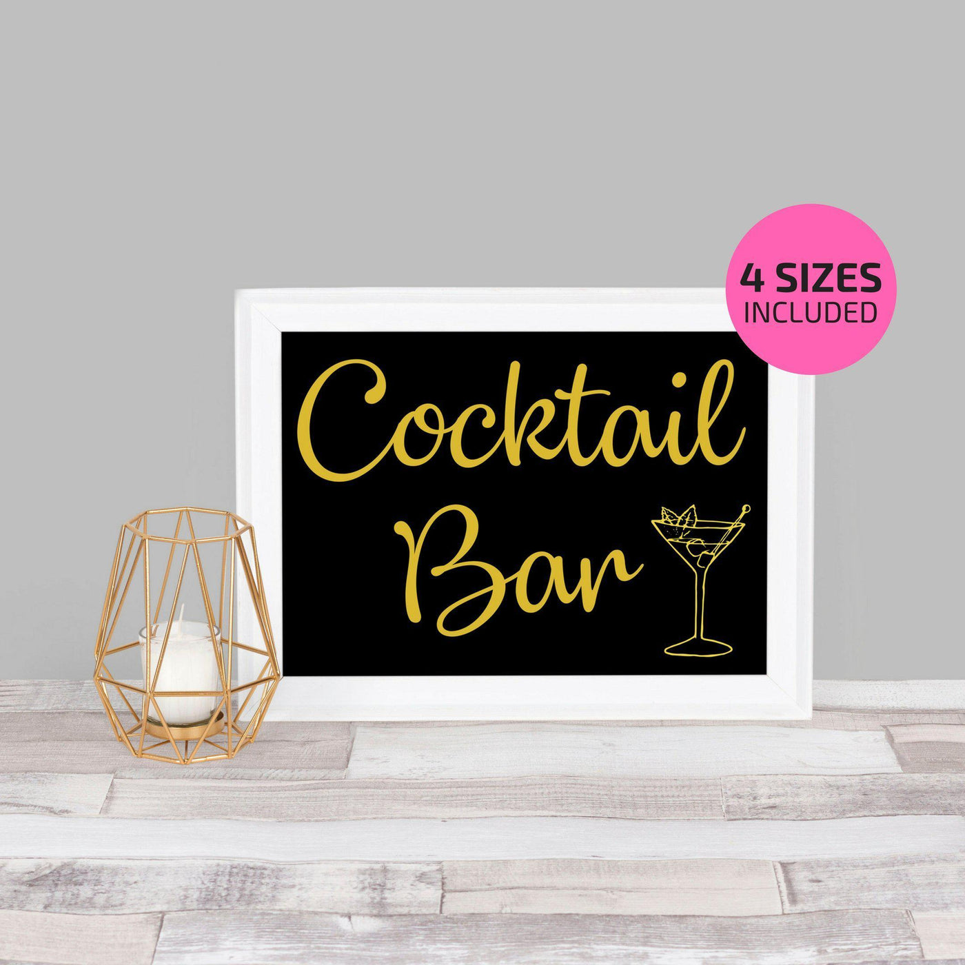 Printable Cocktail Bar Sign Black & Gold I Make Memento