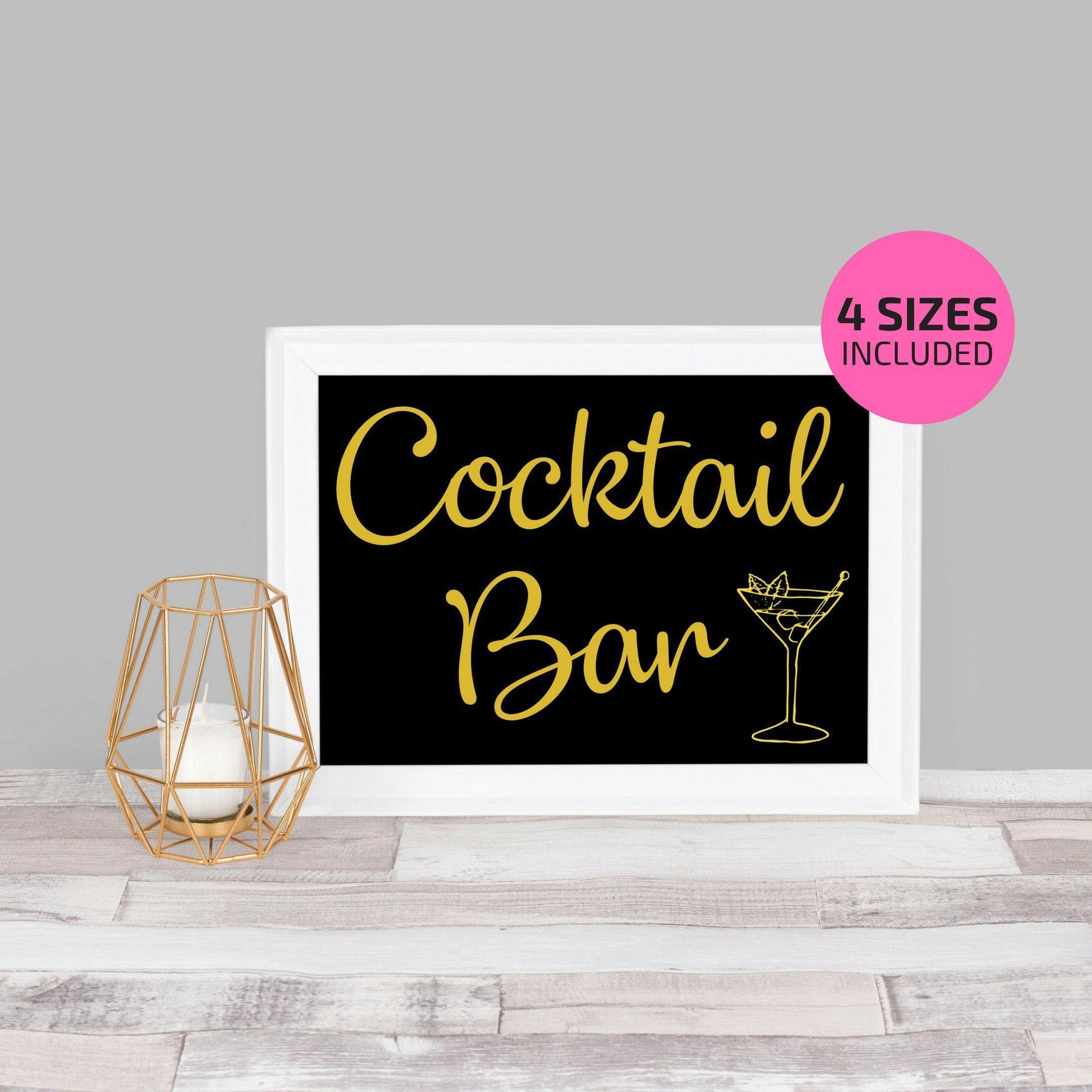 Printable Cocktail Bar Sign Black & Gold I Make Memento