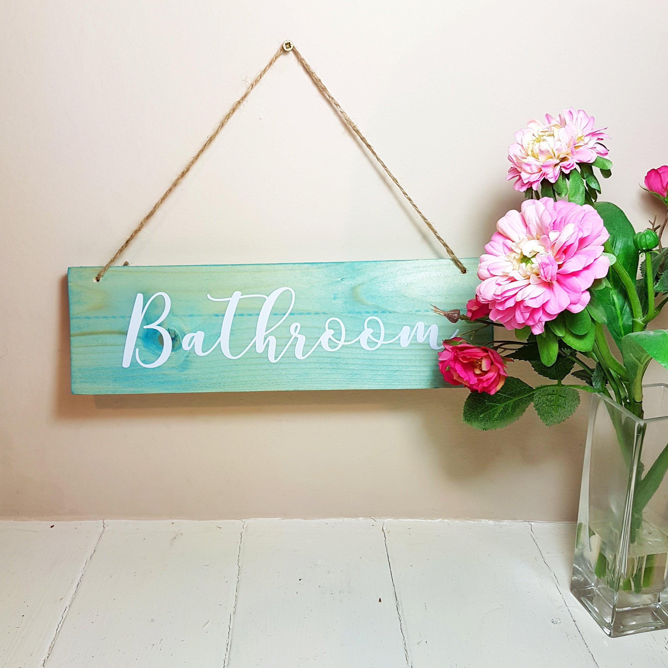 Rustic Wood Bathroom Sign I Make Memento