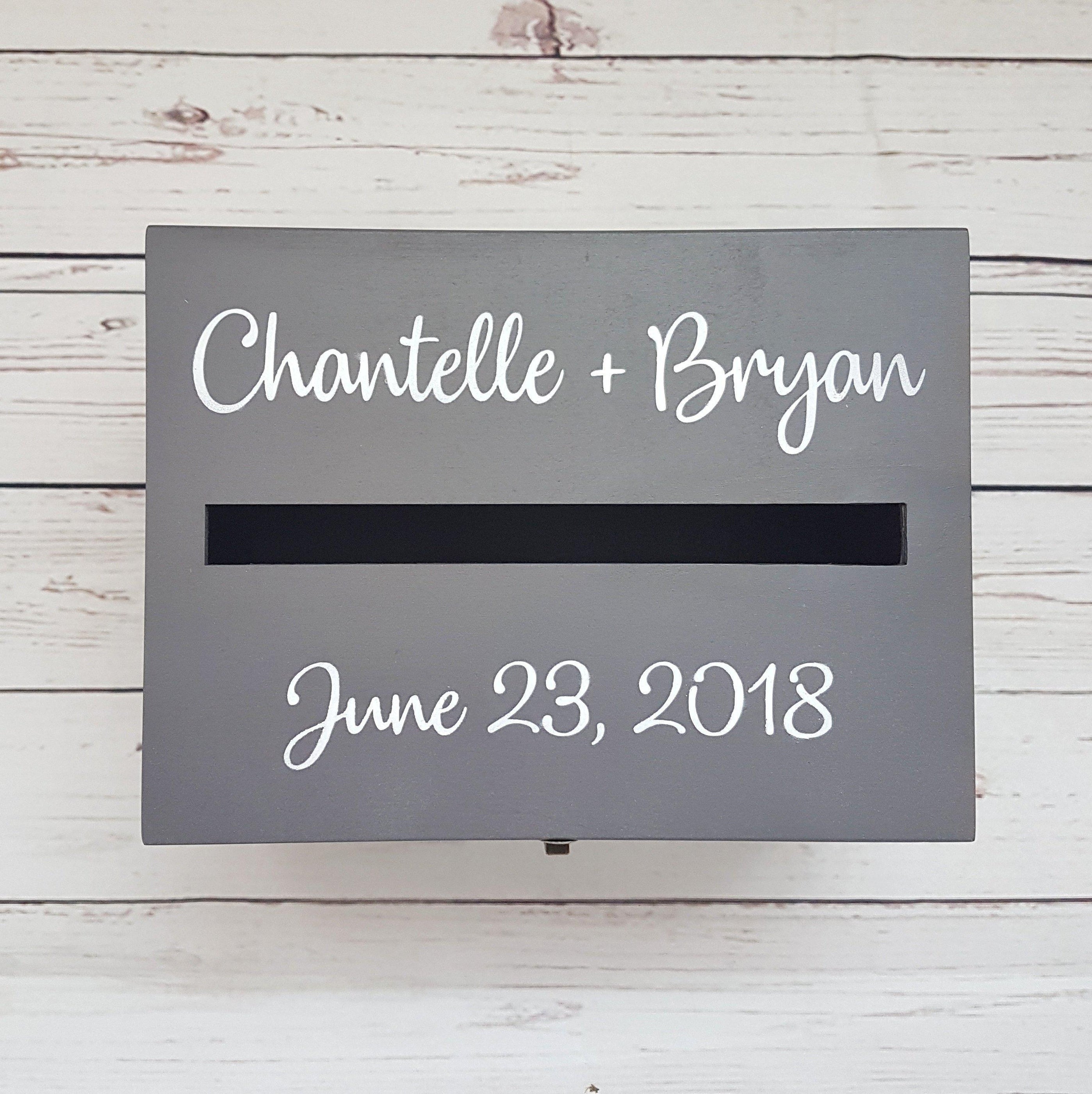 Wedding Card Box With Slot and Lock I Wedding Reception Wood Post Box ...