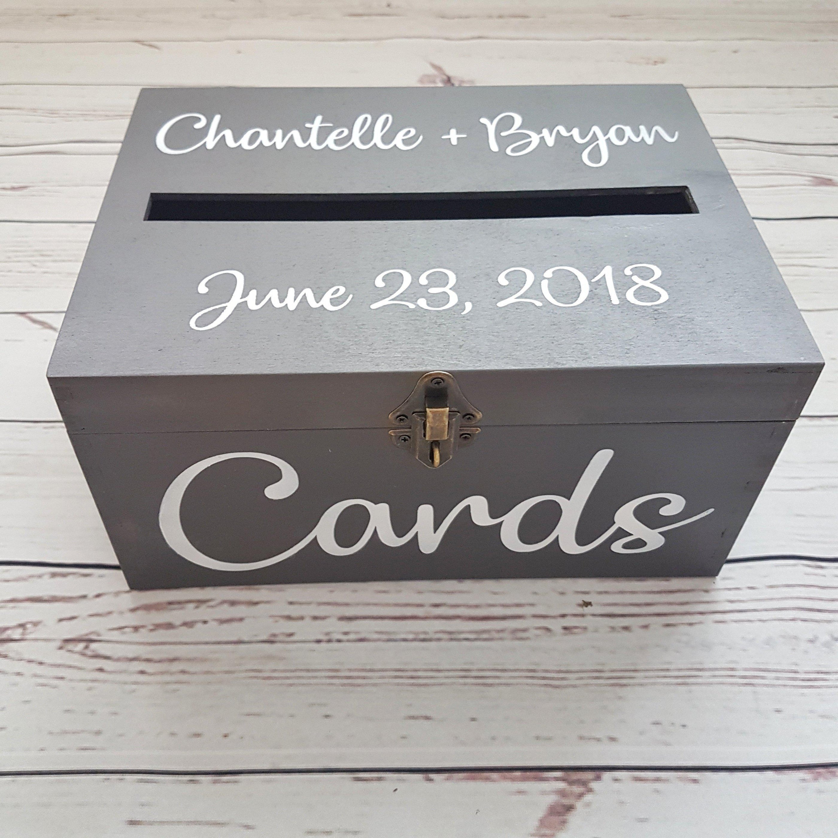Wedding Card Box With Slot and Lock I Wedding Reception Wood Post Box ...