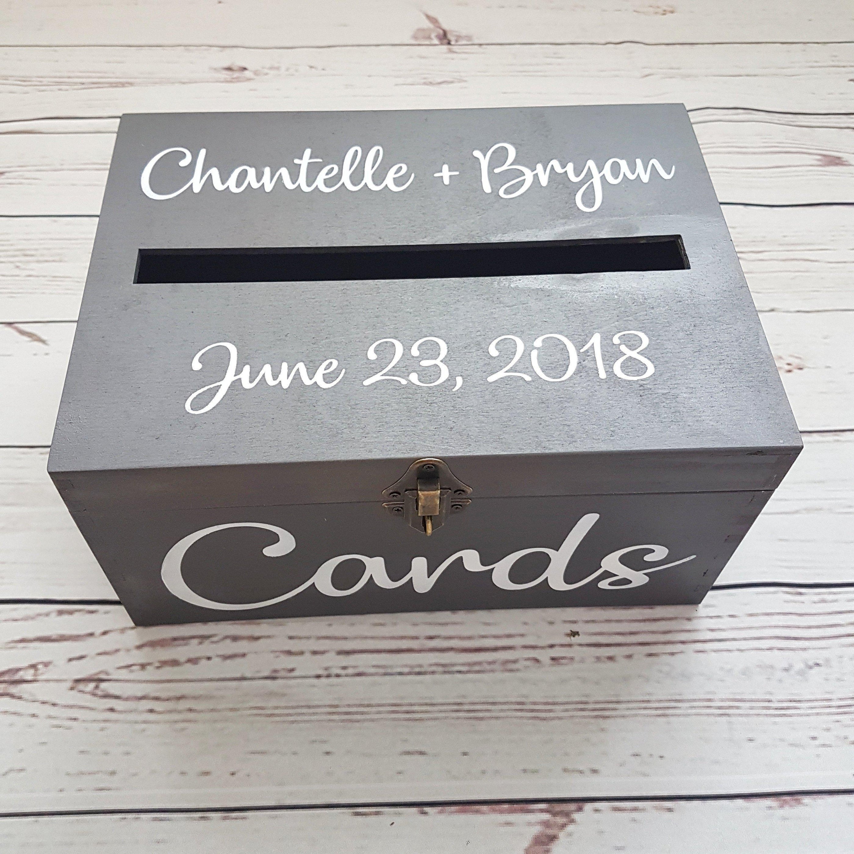 Wedding Card Box With Slot and Lock I Wedding Reception Wood Post Box ...