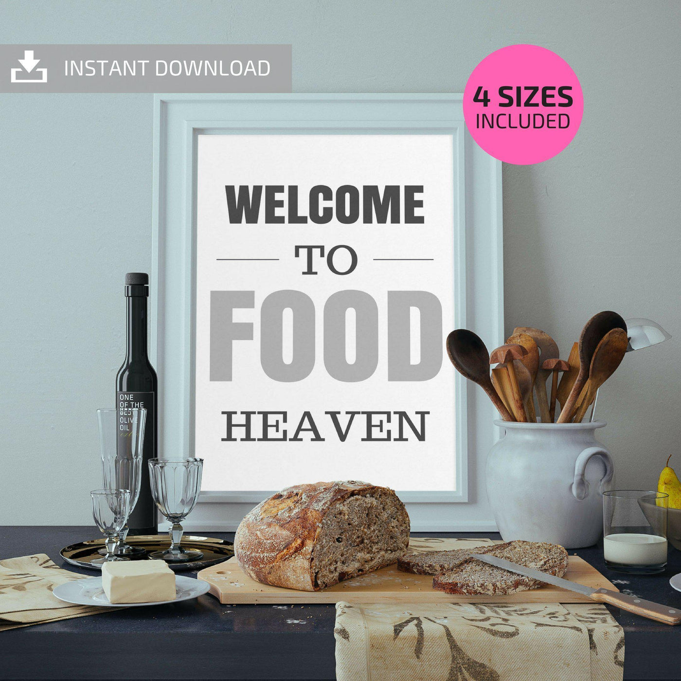 Welcome to Food Heaven Printable Poster I Make Memento