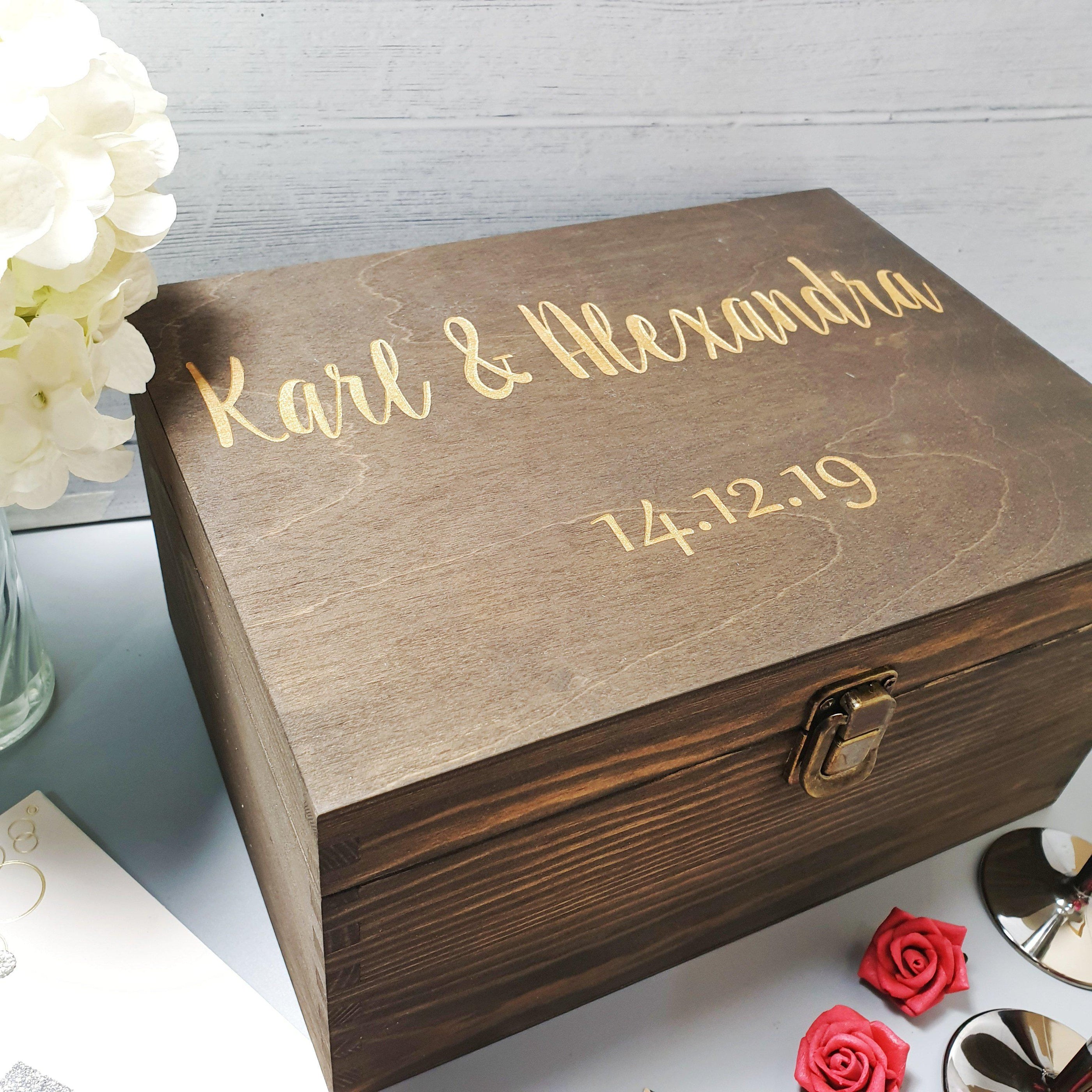 Wooden 5th Anniversary Personalised Memory Box I Wedding Gift Box ...