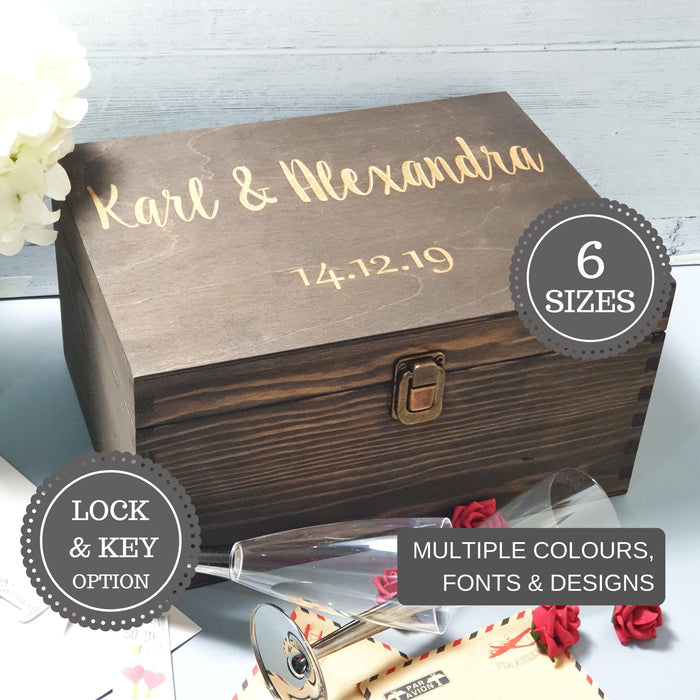 Wooden 5th Anniversary Personalised Memory Box I Wedding Gift Box ...